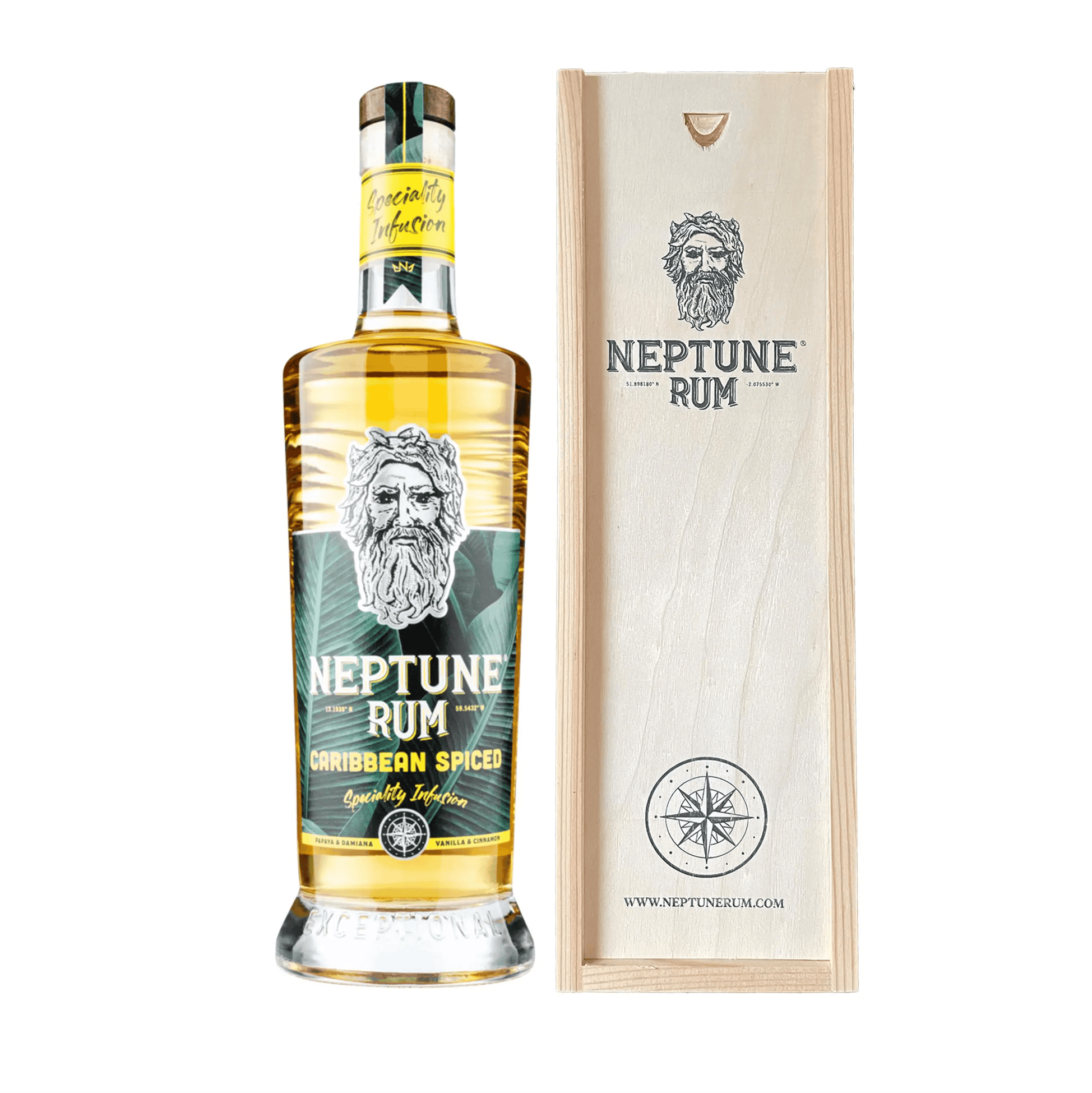 Neptune Rum | Caribbean Spiced Rum 70cl Wooden Gift Box